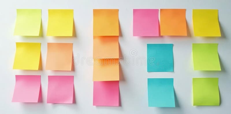 Brightly Colored Sticky Notes Arranged on Whiteboard Showcasing Mobile ...