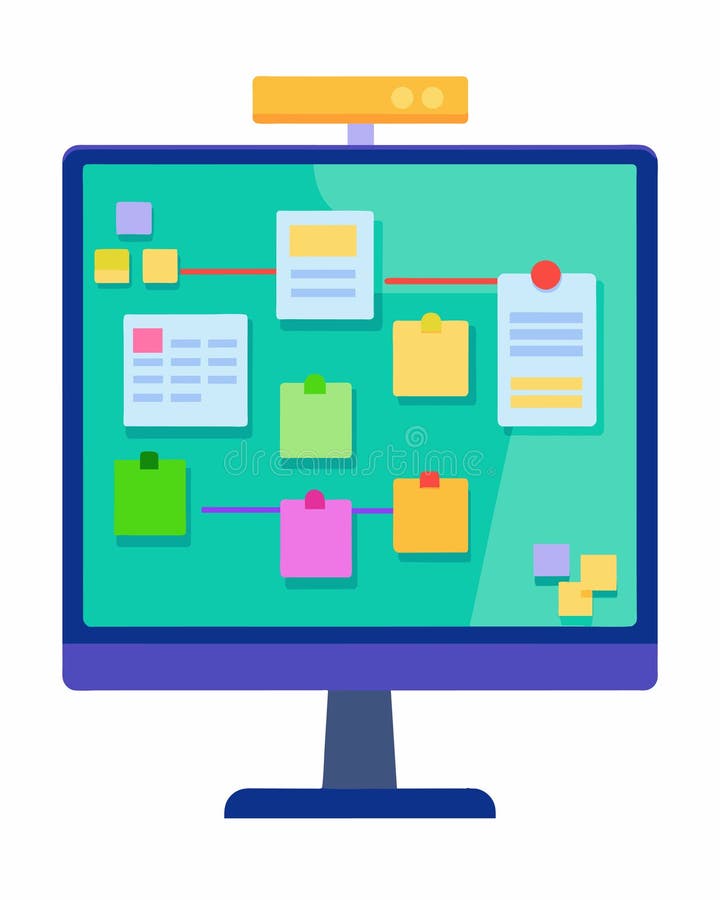 Brightly Colored Sticky Notes Covering a Whiteboard Displaying a Mind ...