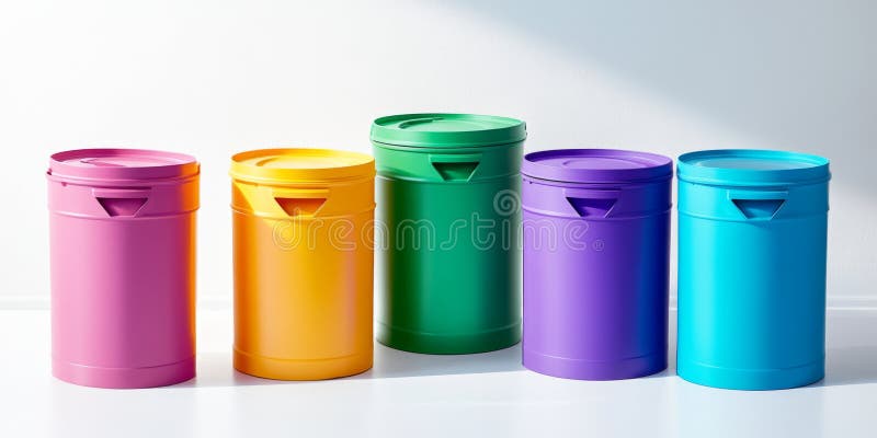 Brightly Colored Storage Containers Lined Up in a Row. Each Container ...