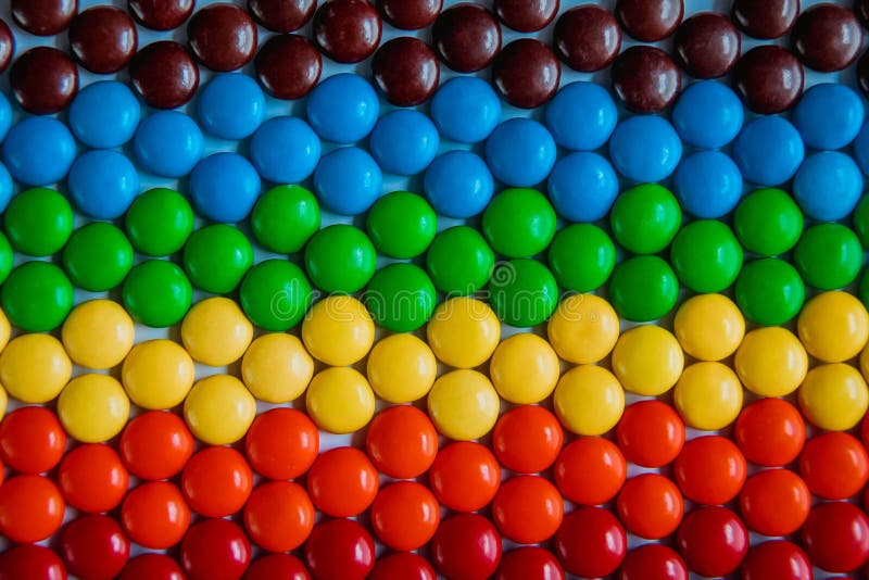 Colorful Rainbow Sweet Candies Laying Flat. Rainbow Color Candies Stock ...