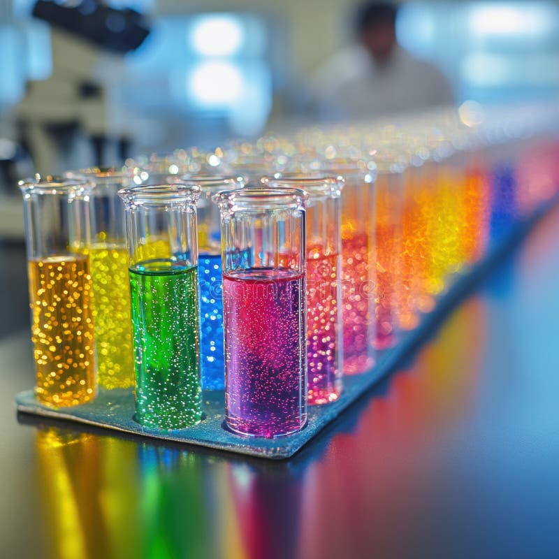 Colorful Test Tubes Filled Liquids Scientific Laboratory Setting ...