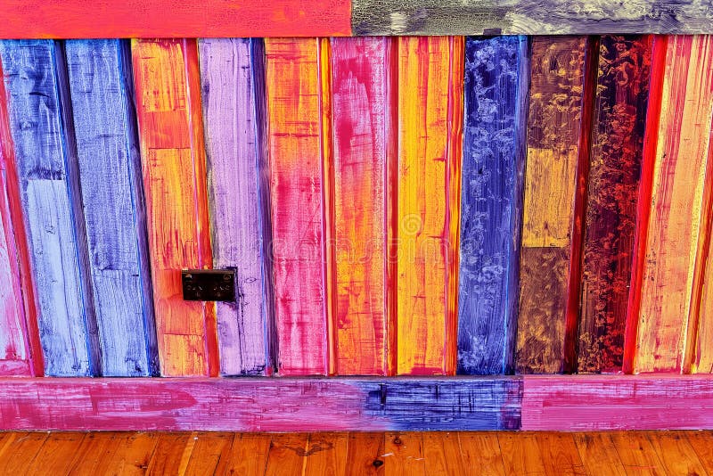 Brightly Colored Textural Timber Wall Stock Image - Image of colored ...
