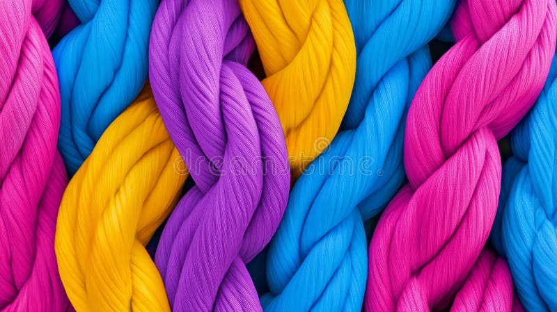 Brightly Colored Twisted Ropes Intertwined Abstract Image of Vibrant ...