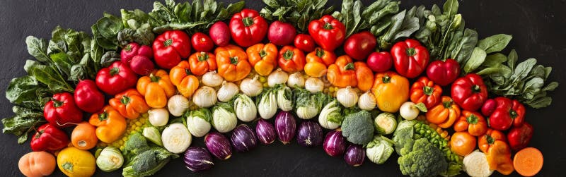 Brightly Colored Vegetables are Artistically Arranged in a Rainbow ...