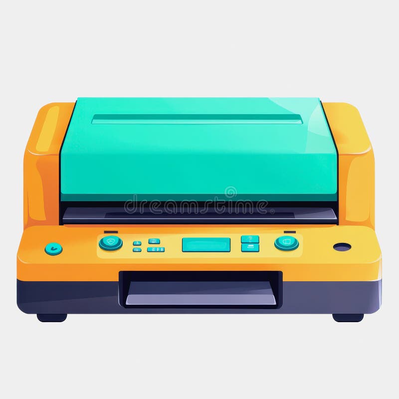 Brightly Colored Vintage-Style Printer with Retro Design Elements ...