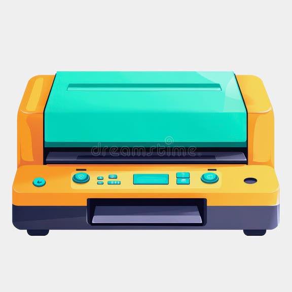 Brightly Colored Vintage-Style Printer with Retro Design Elements ...