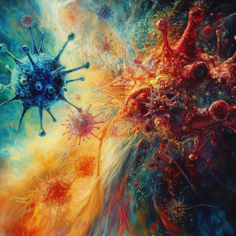 Virus Transformation and Mutation Depicted in Vibrant Colors and ...