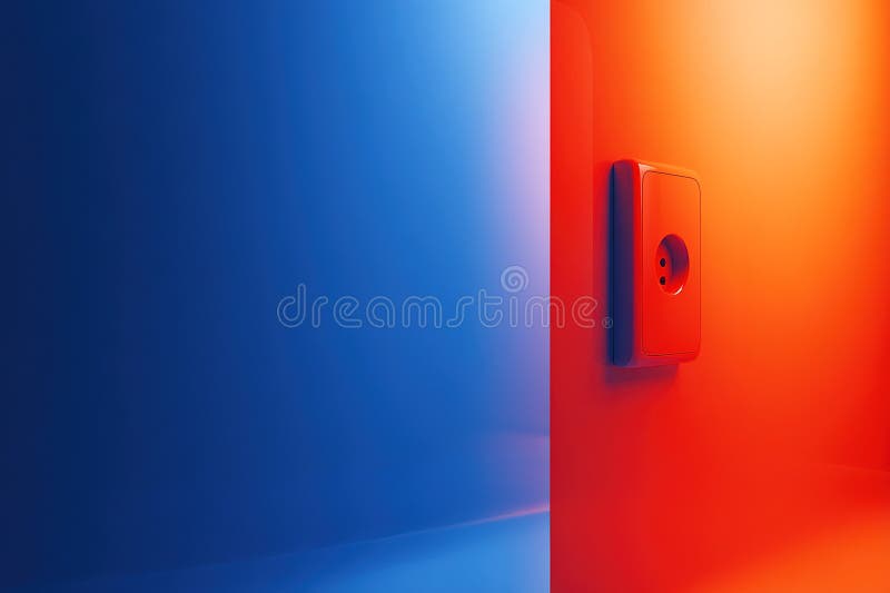 Brightly Colored Wall with Socket in Contrasting Shades of Blue and ...