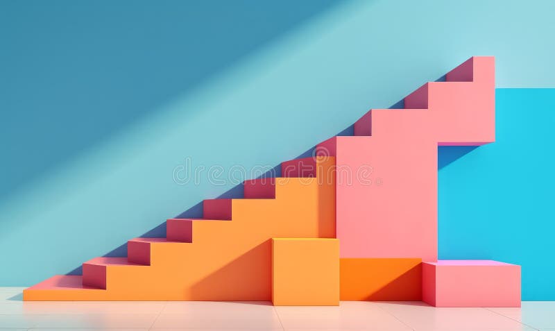 Brightly Coloured Abstract Steps Background. Product Display Mockup ...