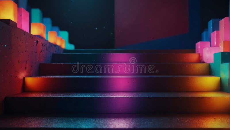 Brightly Coloured Abstract Steps Background Product Display Mockup ...