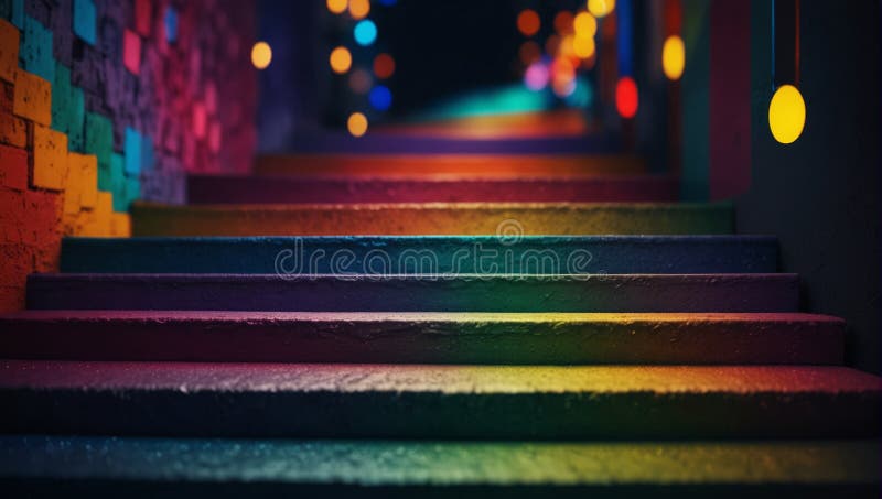 Brightly Coloured Abstract Steps Background Product Display Mockup ...
