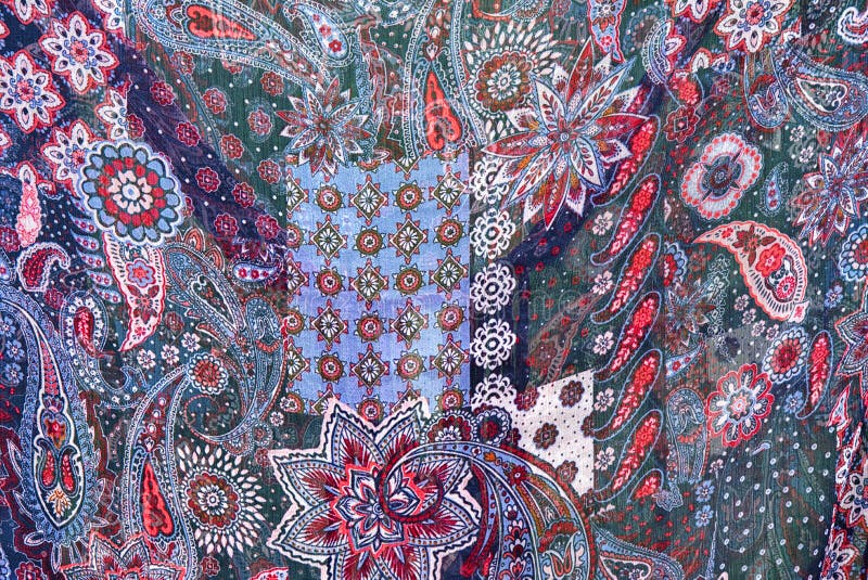 Brightly Coloured and Patterned Material. Background. Stock Photo ...