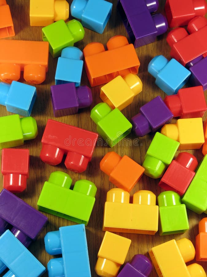 Brightly Coloured Plastic Building Blocks. Stock Photo - Image of mixed ...