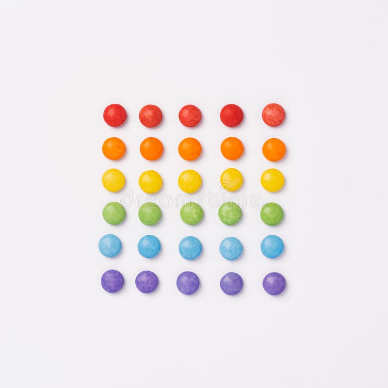 Brightly Coloured Sweets on White Background. Rainbow Colored Candy ...