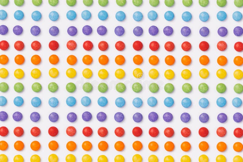 Brightly Coloured Sweets on White Background. Rainbow Colored Candy ...