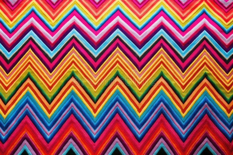 Brightly Coloured, Woven Textile with Zigzag Pattern Stock Photo ...