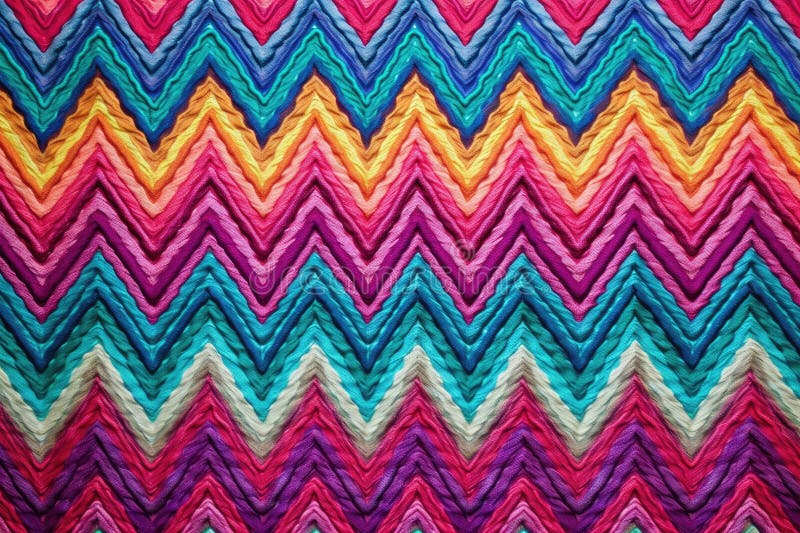 Brightly Coloured, Woven Textile with Zigzag Pattern Stock Image ...