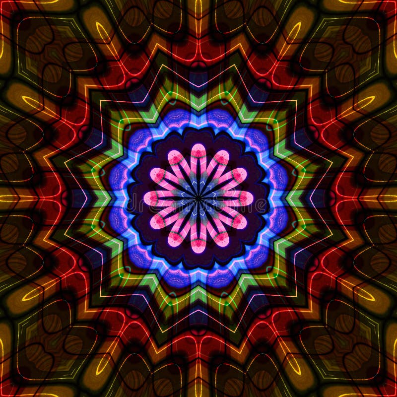 Abstract Pattern in Glowing Colors and Black Stock Illustration ...