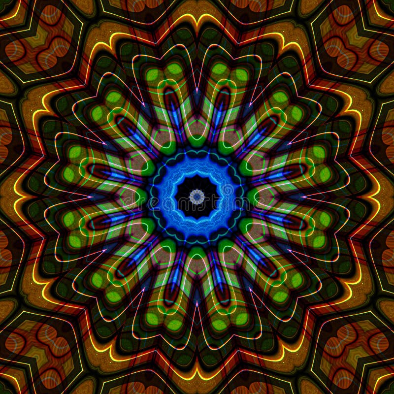 Abstract Pattern in Glowing Colors and Black Stock Illustration ...