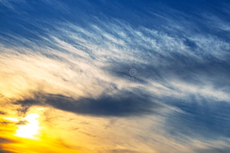 Brightly Contrasting Cloudy Sky at Sunset Stock Image - Image of blue ...