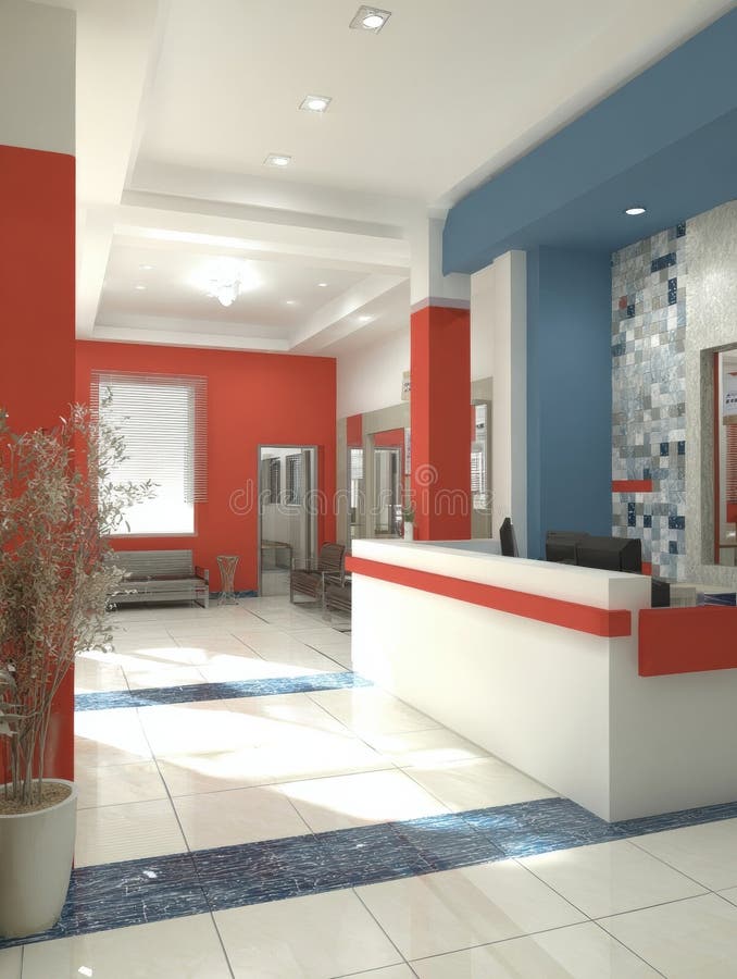 Brightly Designed Reception Area in a Modern Building with Welcoming ...