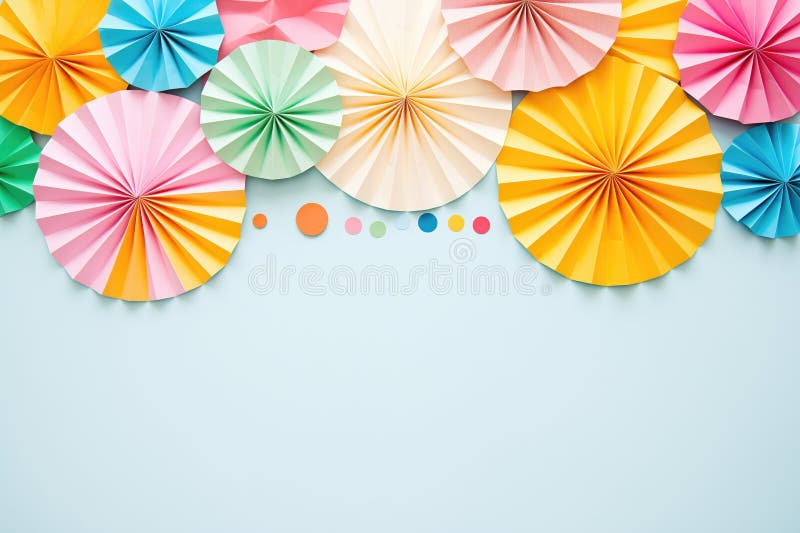 Brightly Folded Paper Fans Arranged in a Circle Stock Illustration ...