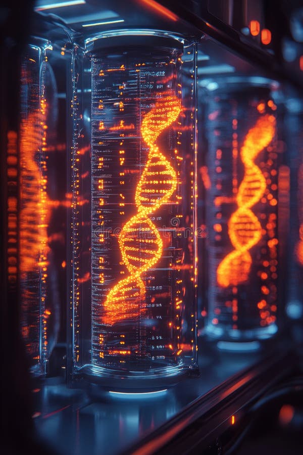 Brightly Glowing DNA Structures are Displayed within Transparent ...