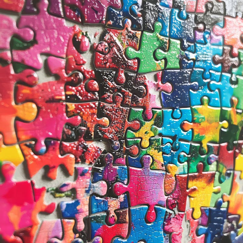 Brightly Hued and Textured Puzzle Pieces Interlock Together in a ...