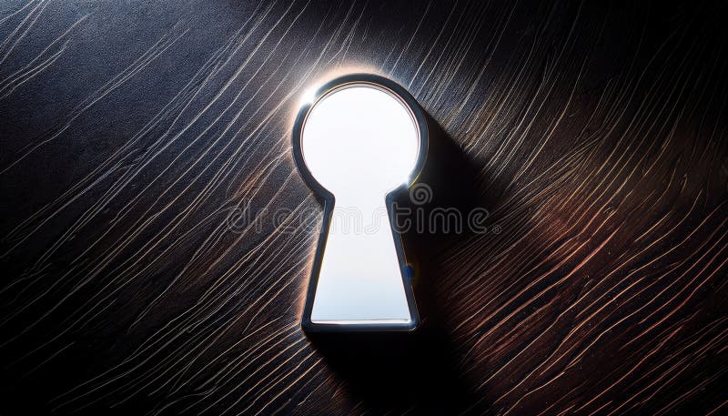 Brightly Illuminated Keyhole on a Wall with Dark Textured Surface ...