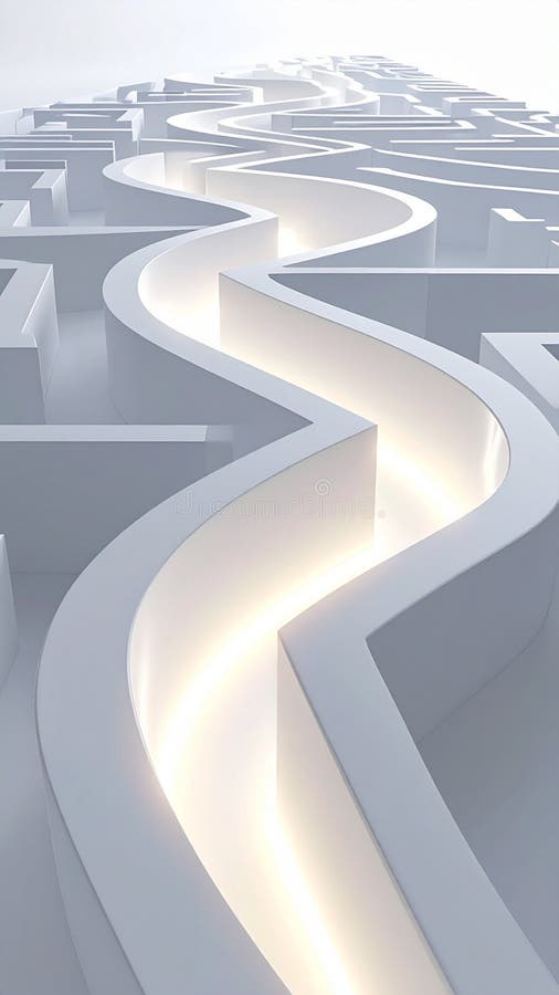 Illuminated Path Guiding through a Complex Maze Stock Illustration ...