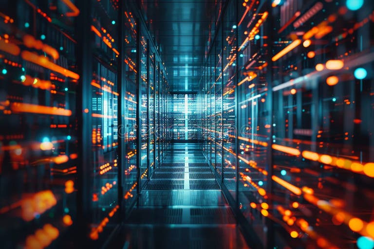 Brightly Lit Data Center, Interpret the Concept of Data Backup and ...