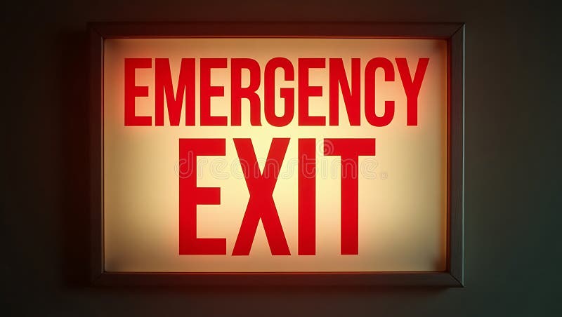 Brightly Lit Emergency Exit Sign Indicating Safe Passage in Case of ...