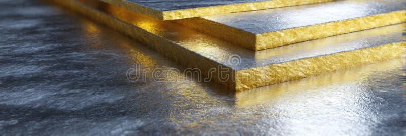 Glass Wool Insulation Sheets Displayed with Reflective Surfaces Under ...