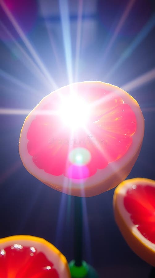 Brightly Lit Grapefruit Slice Showcasing Vibrant Colors and Fresh ...