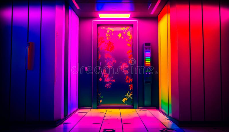 Brightly Lit Hallway with Phone Booth. Generative AI Stock Illustration ...