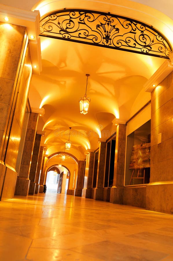 Brightly Lit Historical Passage Stock Photo - Image of corridor ...