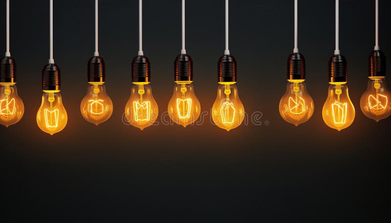 Brightly Lit Incandescent Bulb Glowing with Creative Ideas Generated by ...