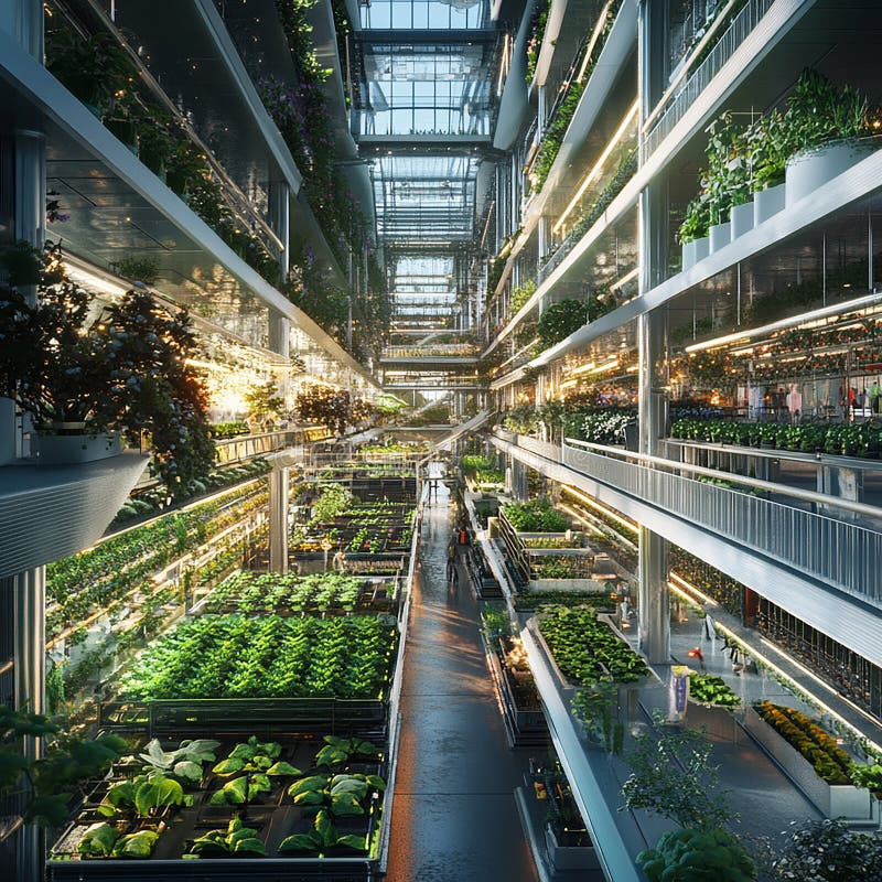 Modern Indoor Farm with Vibrant Green Plants and High-tech Growing ...