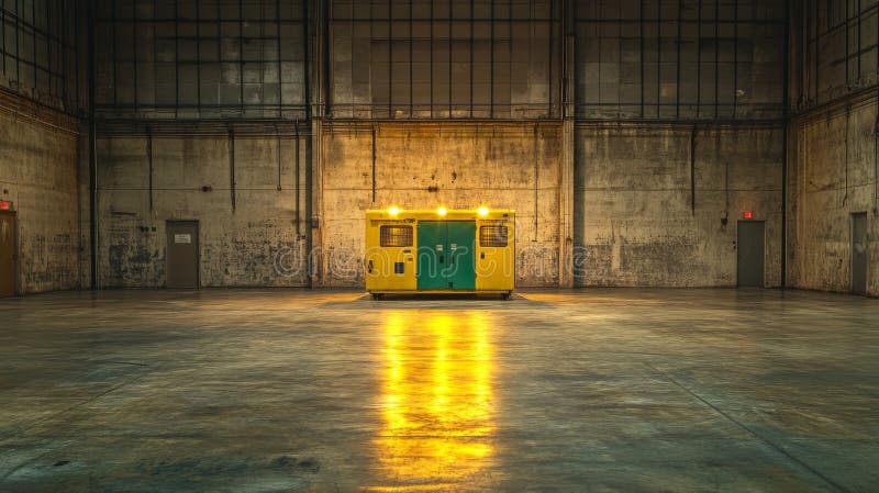 In a Brightly Lit Interior, a Diesel Generator Set, Equipped with a ...