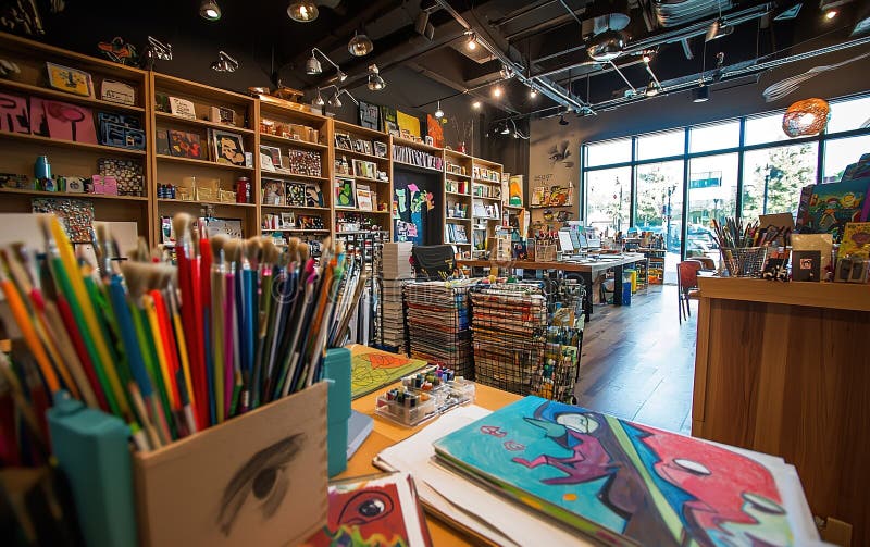 A Vibrant Art Supply Store Brimming with Colorful Materials and ...
