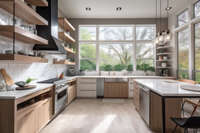 A Brightly Lit Kitchen with Overhead Lighting and Natural Light from ...