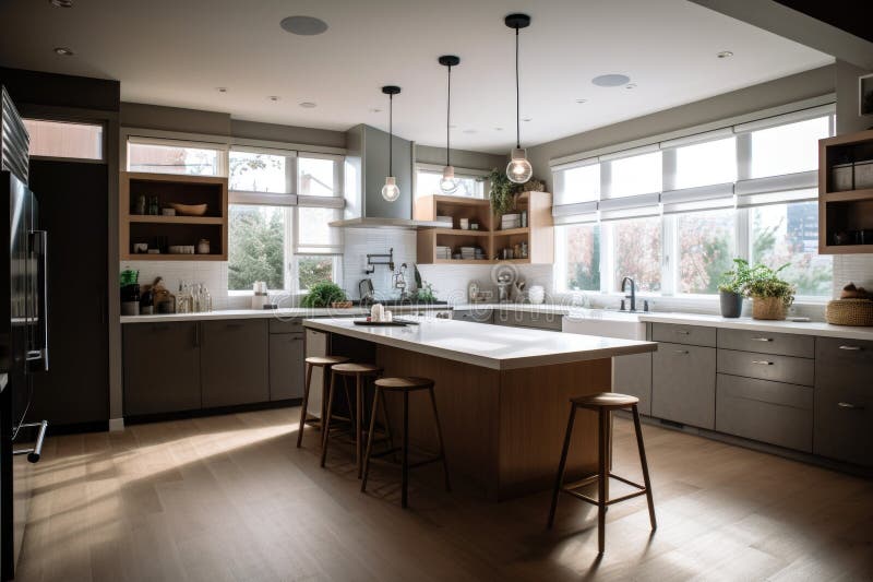 A Brightly Lit Kitchen with Overhead Lighting and Natural Light from ...