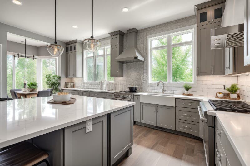 A Brightly Lit Kitchen with Overhead Lighting and Natural Light from ...