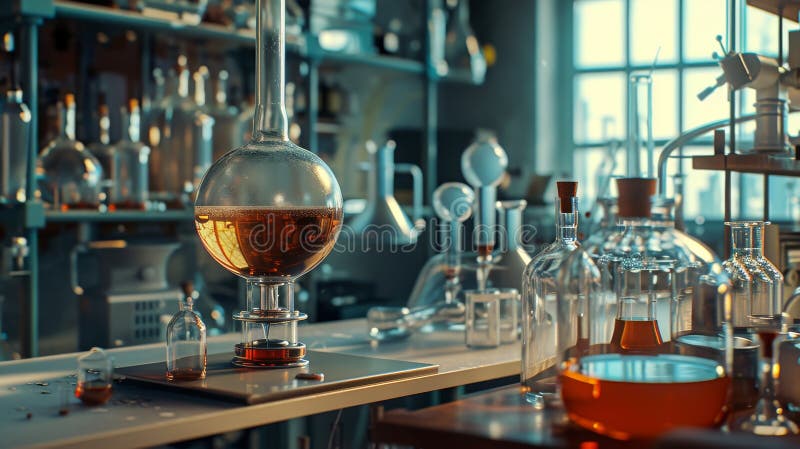 Laboratory Setup Glassware Chemical Apparatus Modern Chemistry Lab ...