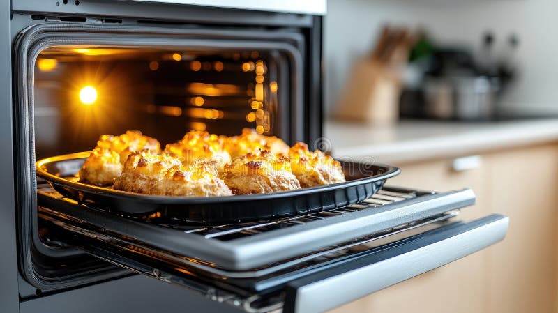 Brightly Lit Modern Kitchen Oven Features Two Empty Racks, Highlighting ...