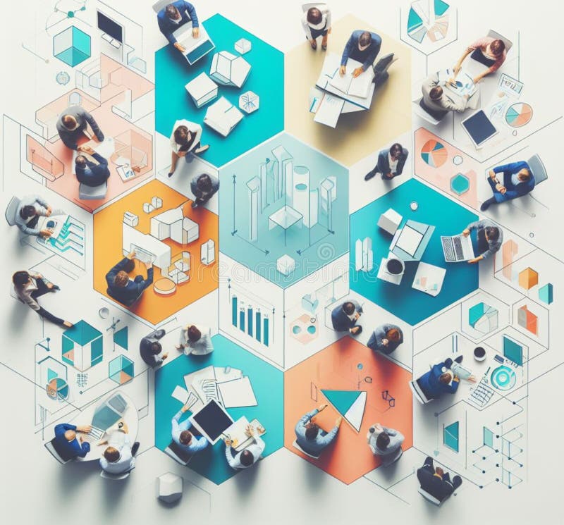 Brightly Lit Modern Office Setting with Employees Engaged in Various ...