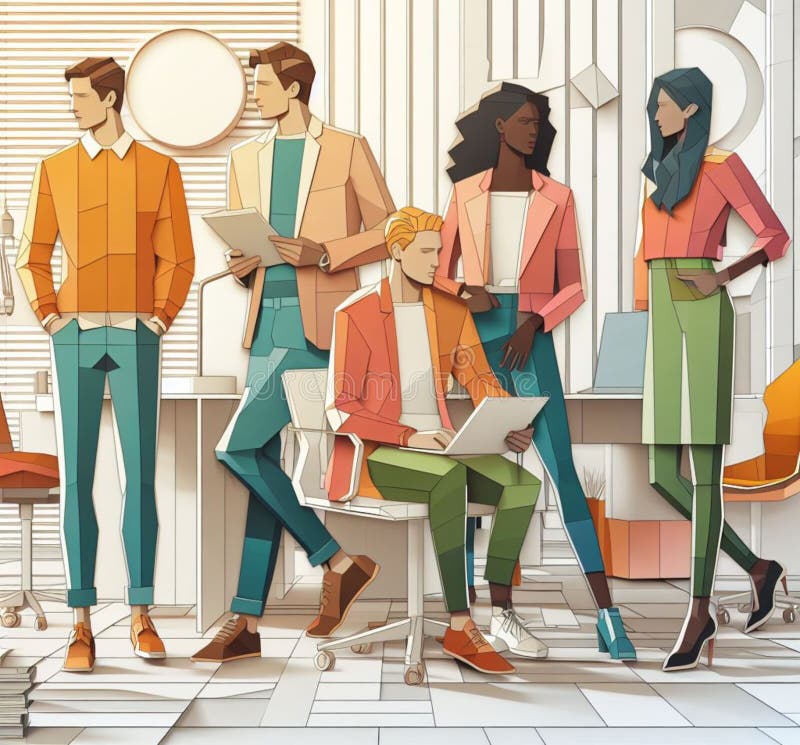 Brightly Lit Modern Office Setting with Employees Engaged in Various ...