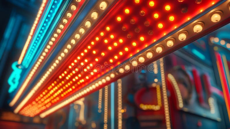 Brightly Lit Neon Sign at Night in City Stock Illustration ...