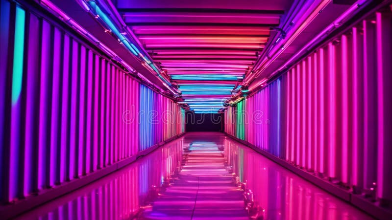 Neon Tunnel stock footage. Video of magenta, reflective - 347166442