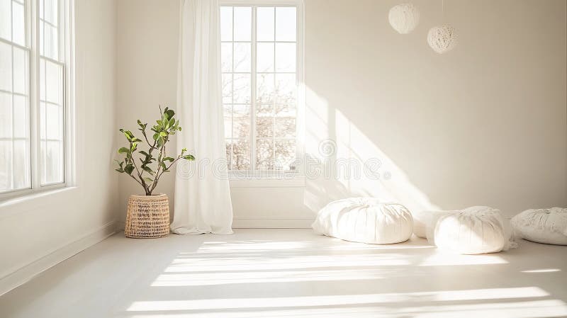 A Brightly Lit Photography Studio Setup Featuring Soft Neutral Tones ...